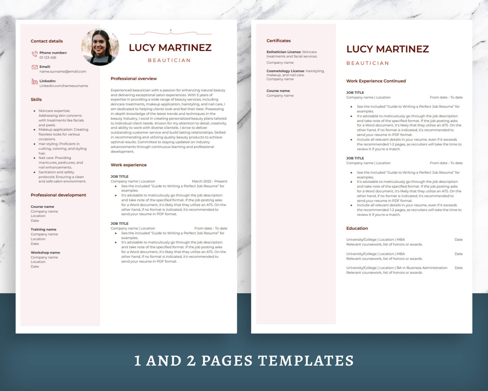 BEAUTICIAN Resume Template. Example Text and Sections Especially for ...