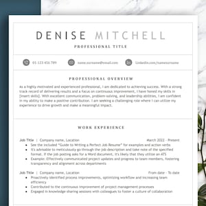 MODERN 1-column Resume Template. 1 Page & 2 Pages CV. Matching Cover ...