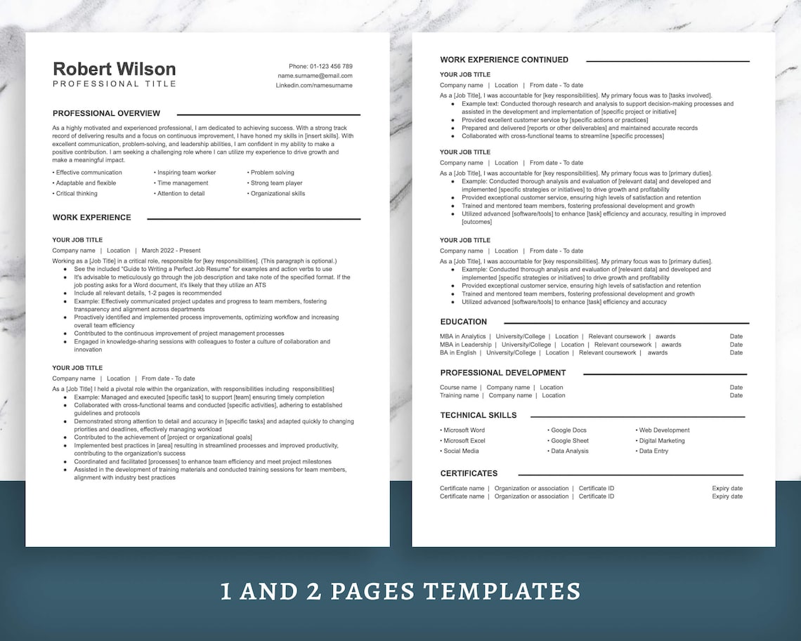 BASIC BOLD Ats-friendly Resume Templates, Hassle Free and Easy to Edit ...