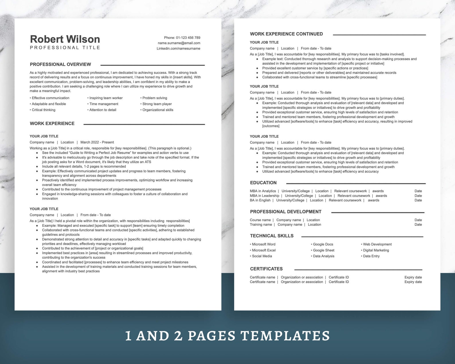 BASIC BOLD Ats-friendly Resume Templates, Hassle Free and Easy to Edit ...
