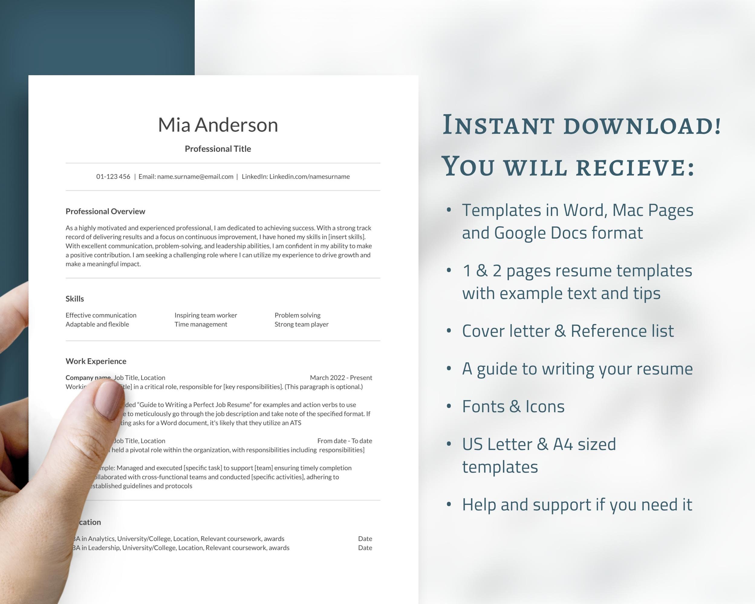 BEST Ats-friendly Resume Template in Word, Google Docs & Mac Pages ...
