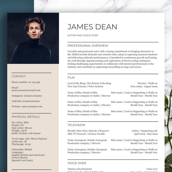 Google Docs Actor Resume - Etsy