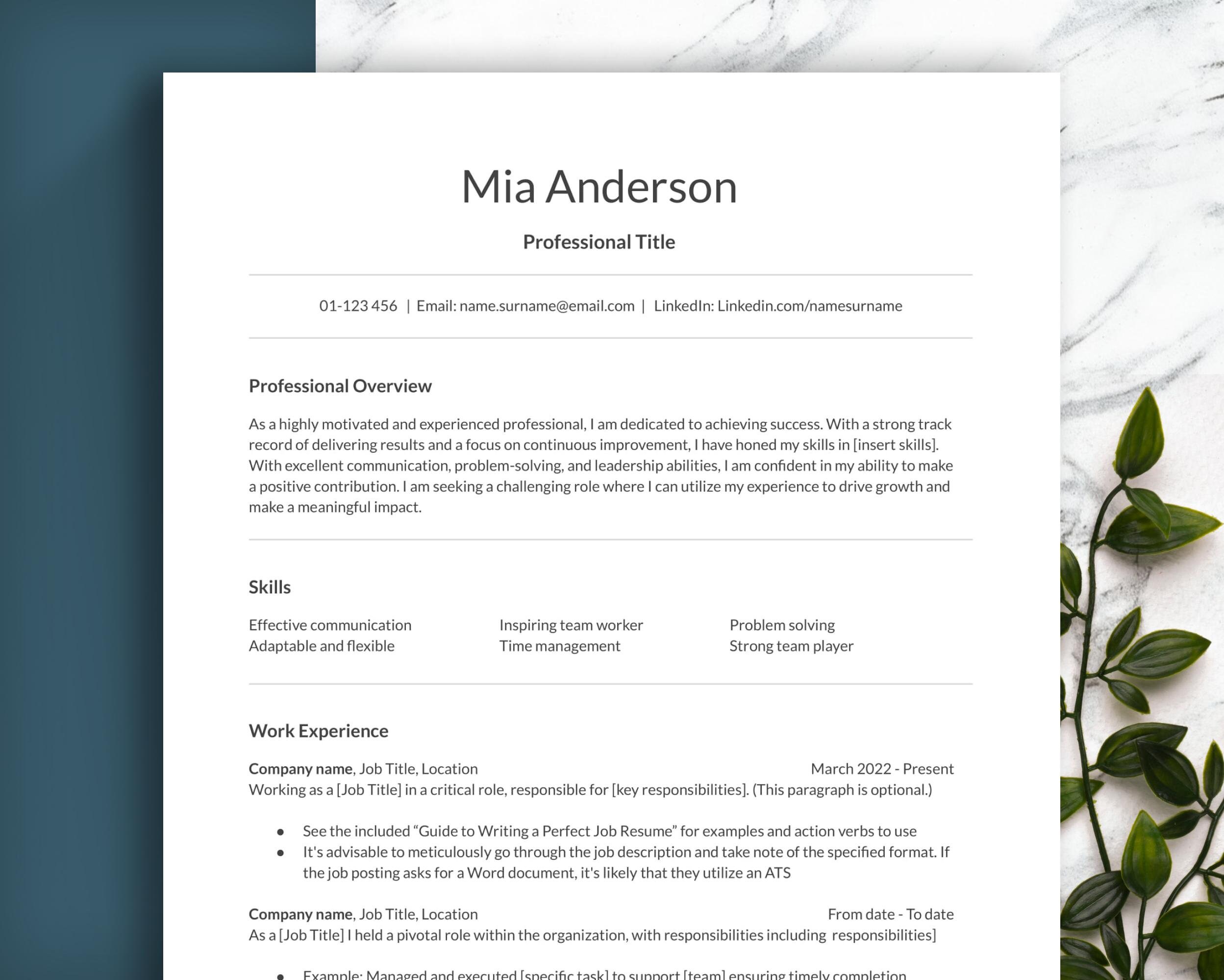 BEST Ats-friendly Resume Template in Word, Google Docs & Mac Pages ...