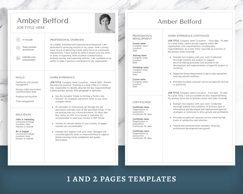 BEST MODERN 2-column Resume With Photo. CV Template in Microsoft Word ...