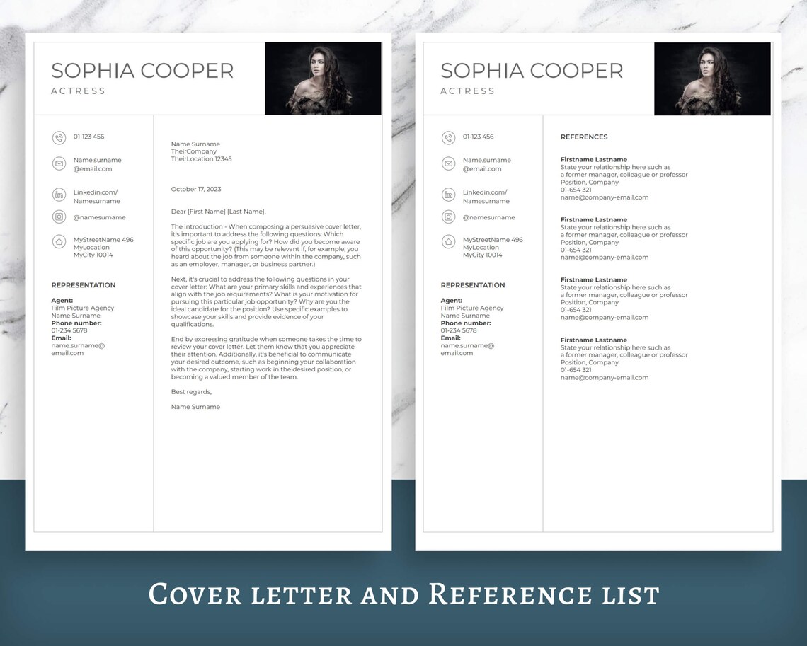 ACTRESS or Actor MODERN Resume for Theatre. Text & Sections Especially ...