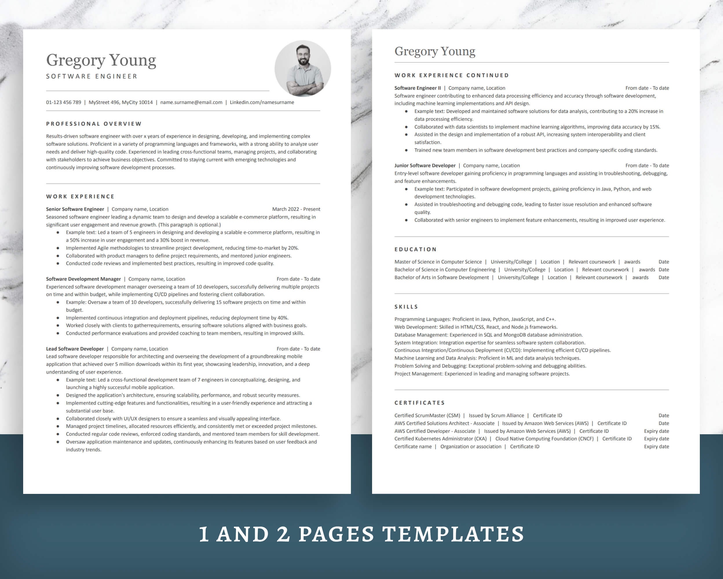 SOFTWARE ENGINEER Resume Template. Example Text and Sections for ...