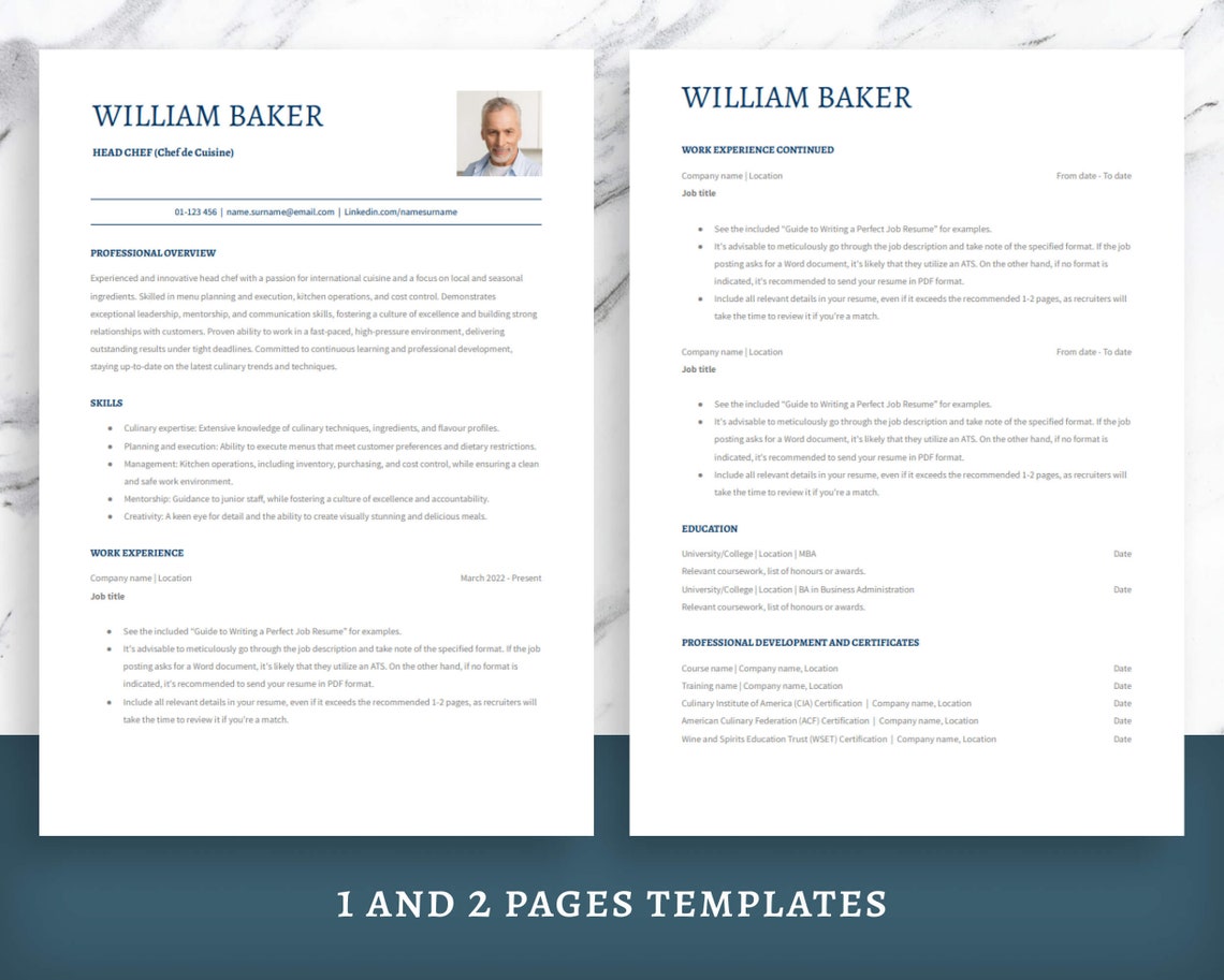 CHEF and FOOD PREPARER Resume Template. Example Text and Sections ...