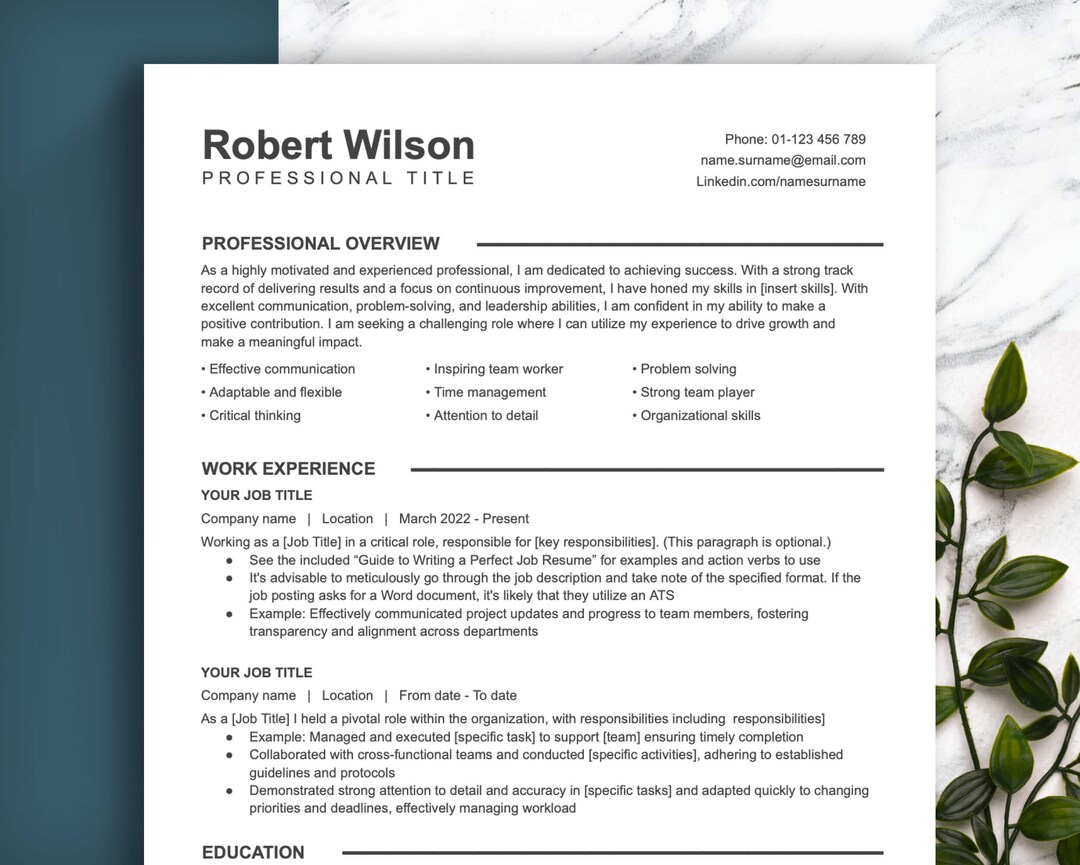 BASIC BOLD Ats-friendly Resume Templates, Hassle Free and Easy to Edit ...