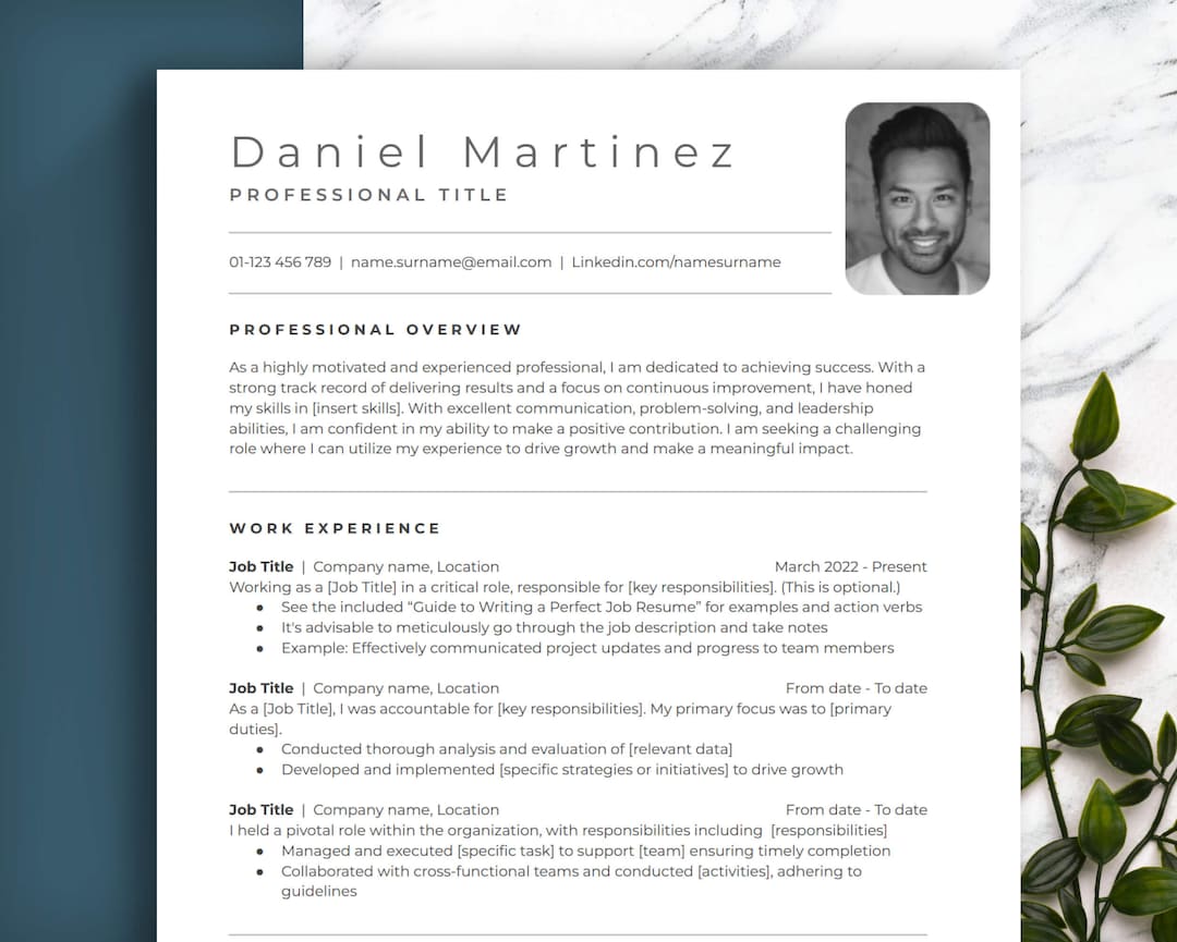 CLASSIC PROFESSIONAL 1-column Resume Template, Modern Resume Template ...