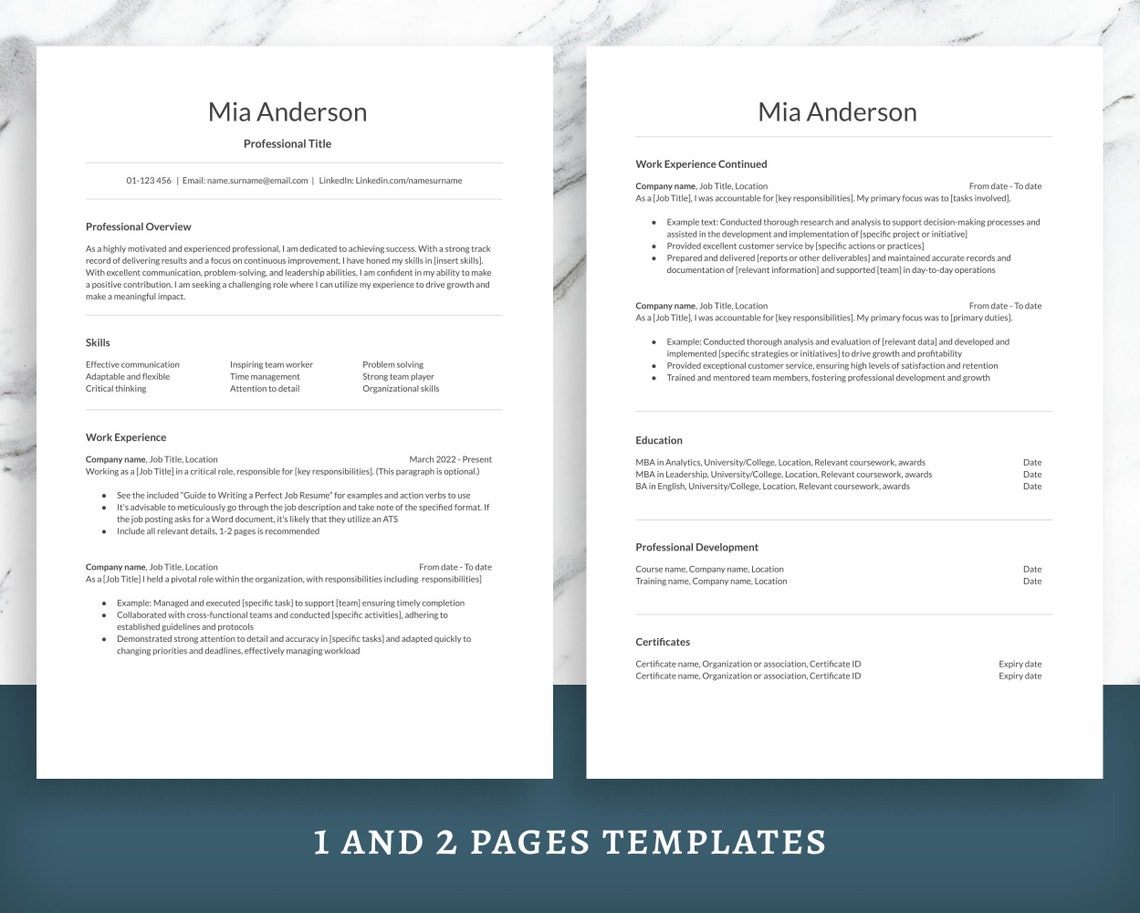 BEST Ats-friendly Resume Template in Word, Google Docs & Mac Pages ...