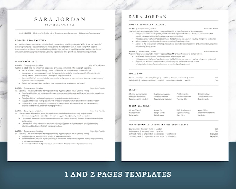 CLEAN MODERN Ats-friendly Resume Template in Microsoft Word, Google ...