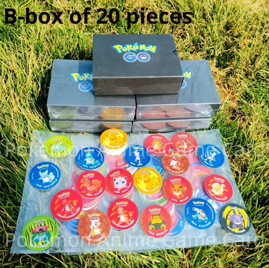 20 Pcs Pokemon Tazos 1 Generation Card Circular Plastic Coach Game ...