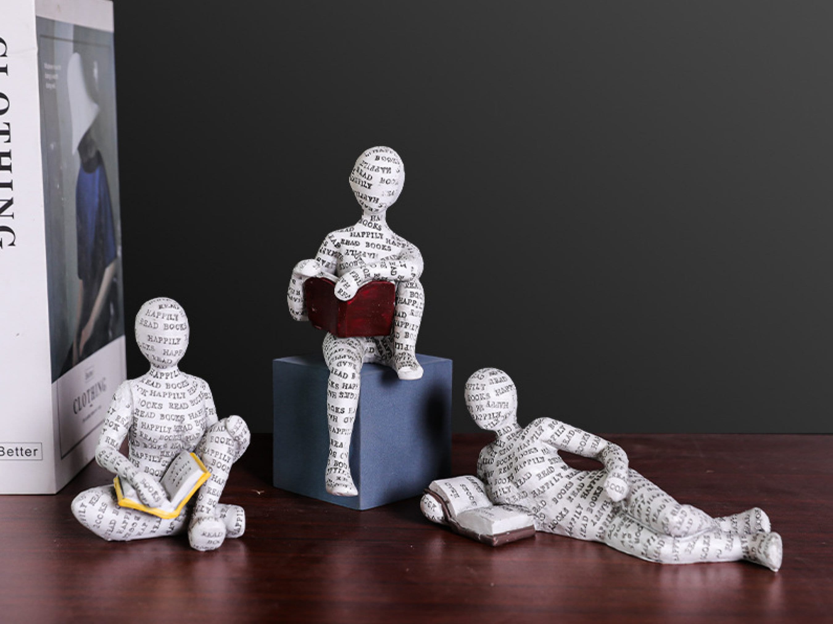 Nordic Art Thinker Resin Statue Sculpture Reading Woman Desk Ornaments ...