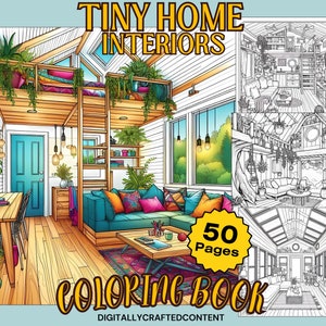 50 Tiny Home Interiors Coloring Book Pages | Relaxing Adult and Teen ...