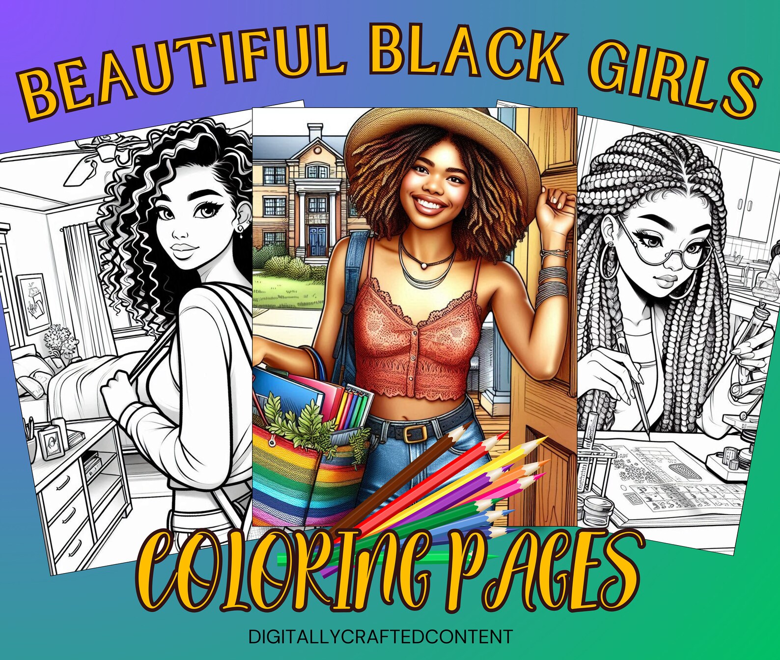 45 Black Girls Going Back to School Coloring Pages | the Back to School ...