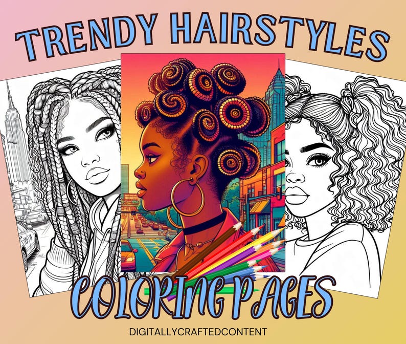 55 Black Women Hairstyles Coloring Book | 50 Women, Trendy Hairstyles ...