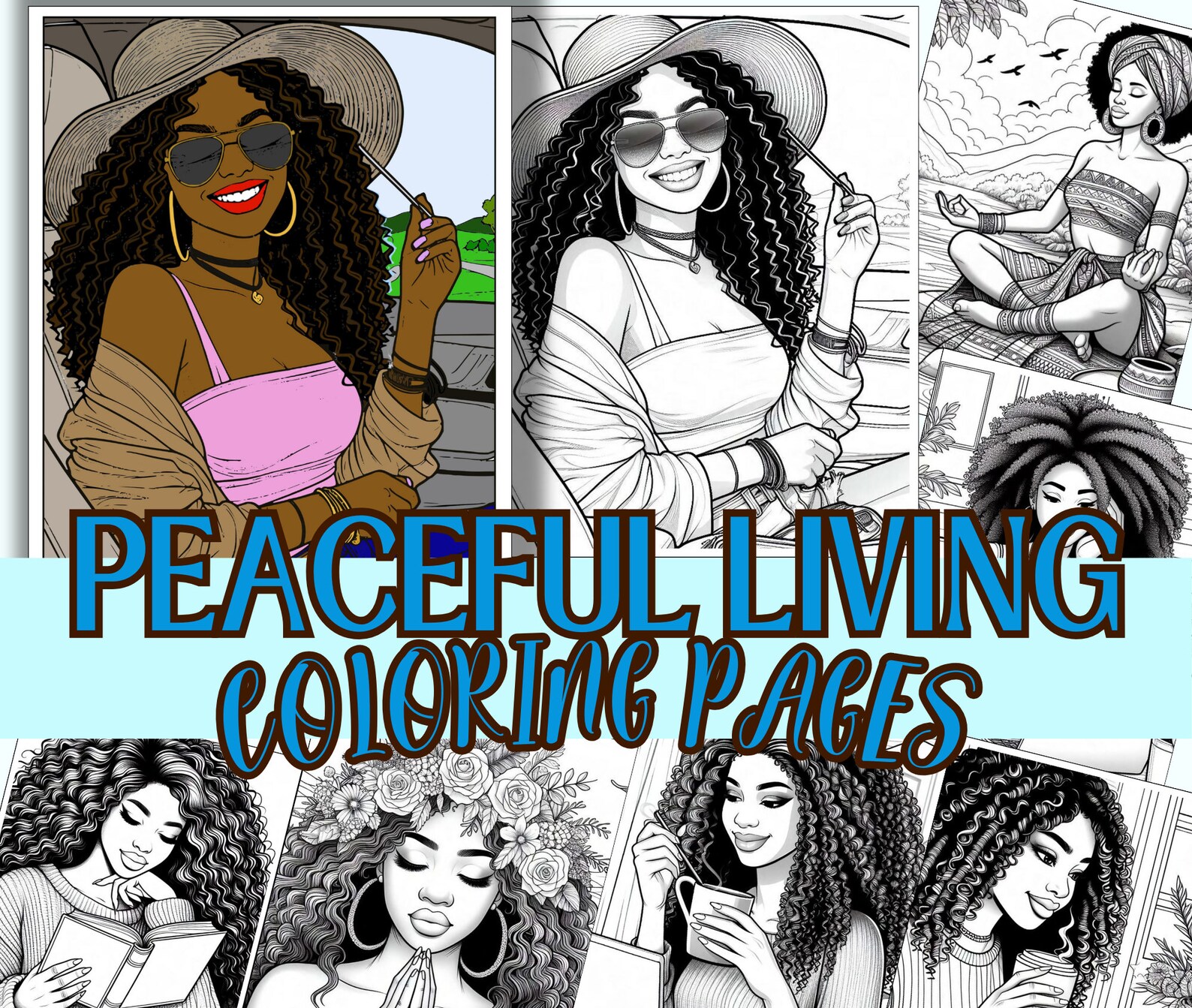 Black Women Coloring Pages the Peaceful Living Coloring Book 25 Page ...