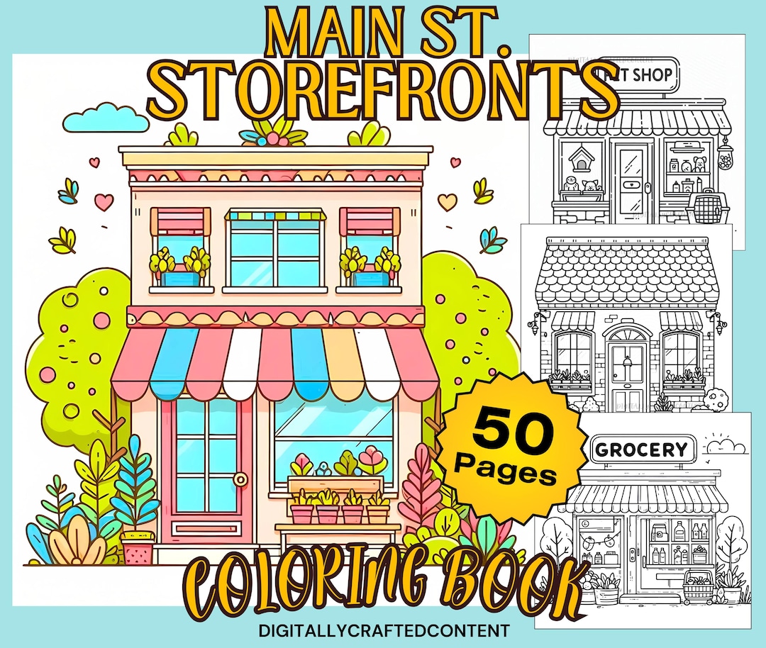 50 Storefront Coloring Pages - Main St. Storefronts Coloring Book for ...
