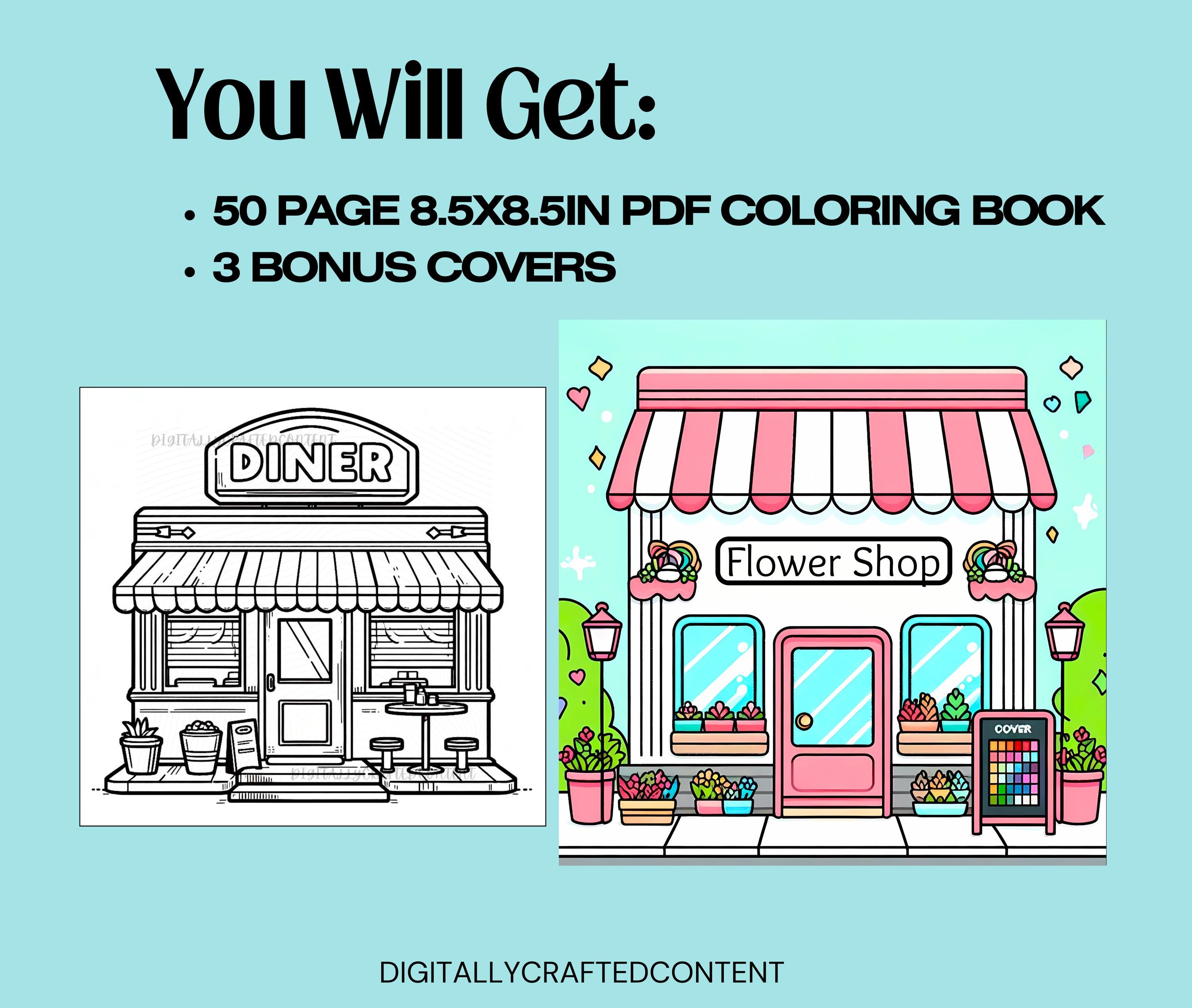 50 Storefront Coloring Pages - Main St. Storefronts Coloring Book for ...