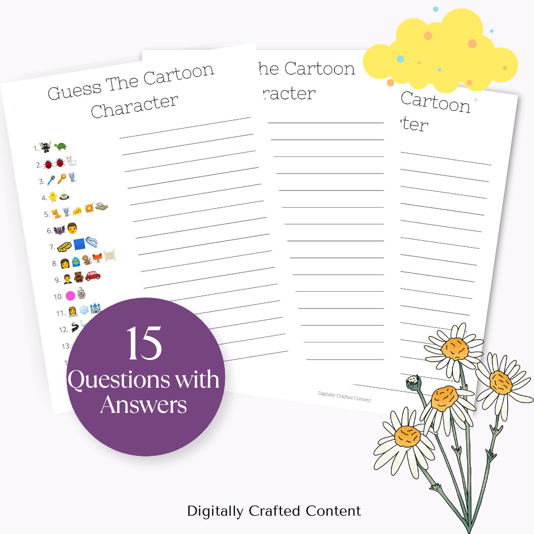 Guess the Cartoon Character Emoji Printable Game Cartoon Character ...
