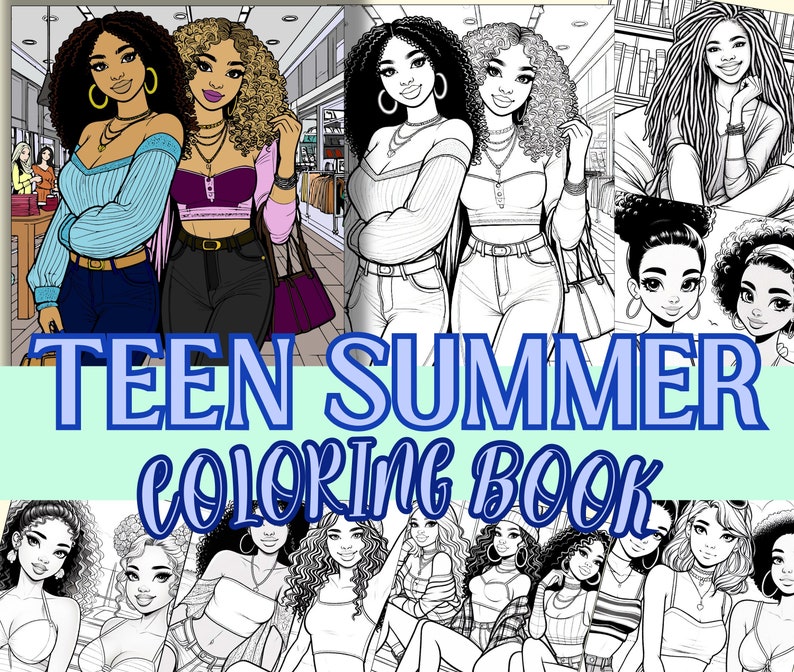 25 Black Girls Coloring Pages Teen Summer Coloring Book for Black Women ...