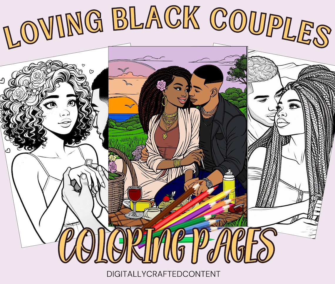 Black Love Coloring Book With 25 Printable Pages of Black Couples in ...
