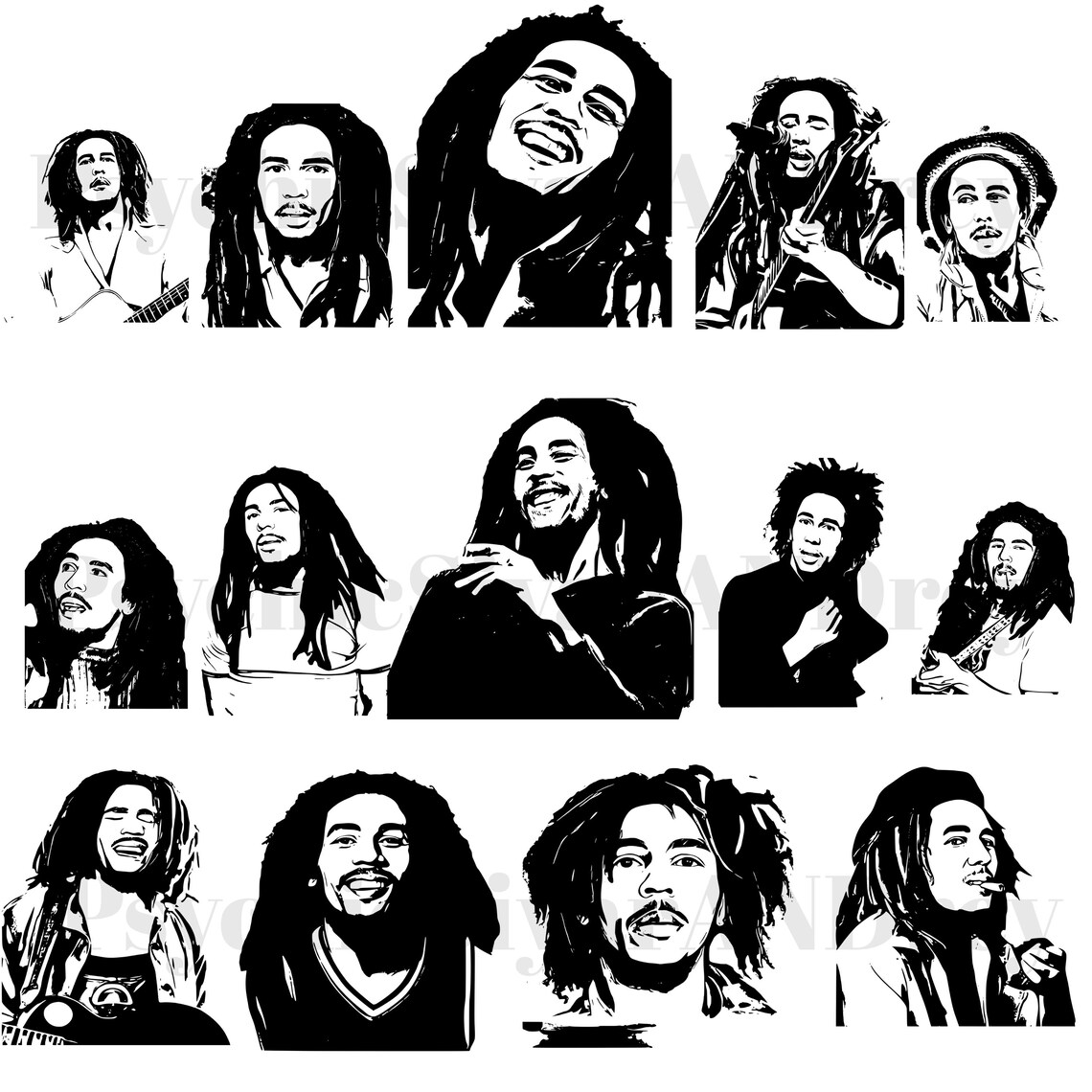 Bob Marley Svg Bundle -bob Marley Laser Cut File -svg Png Dxf Eps Pdf ...
