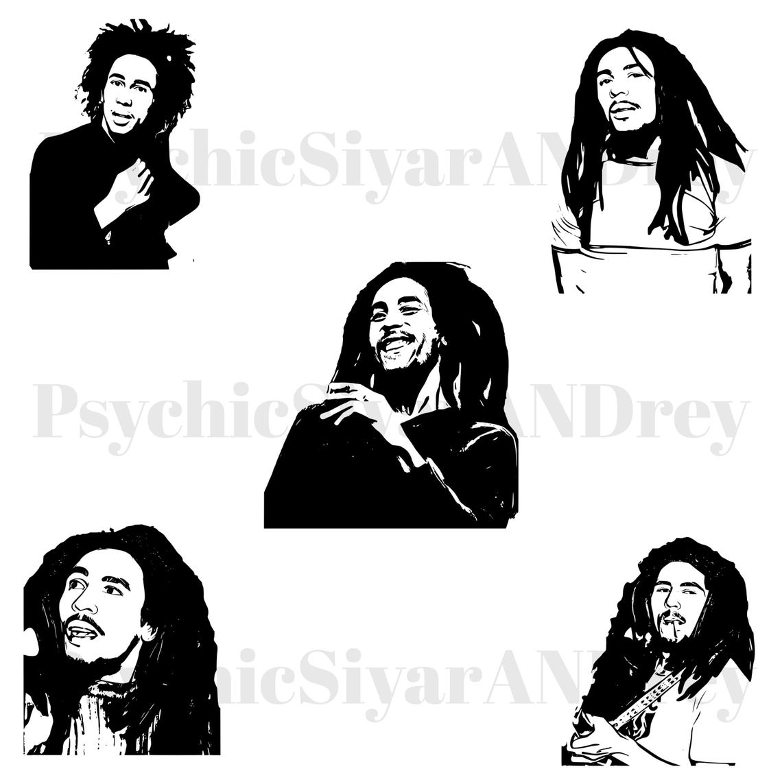 Bob Marley Svg Bundle -bob Marley Laser Cut File -svg Png Dxf Eps Pdf ...