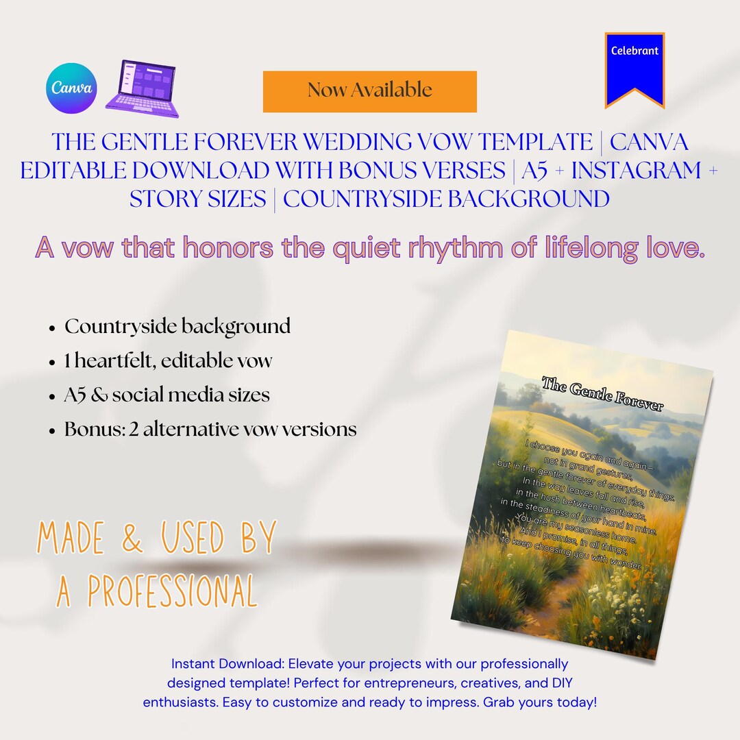 Wedding Vow Template: Gentle Countryside Design - Canva Editable ...