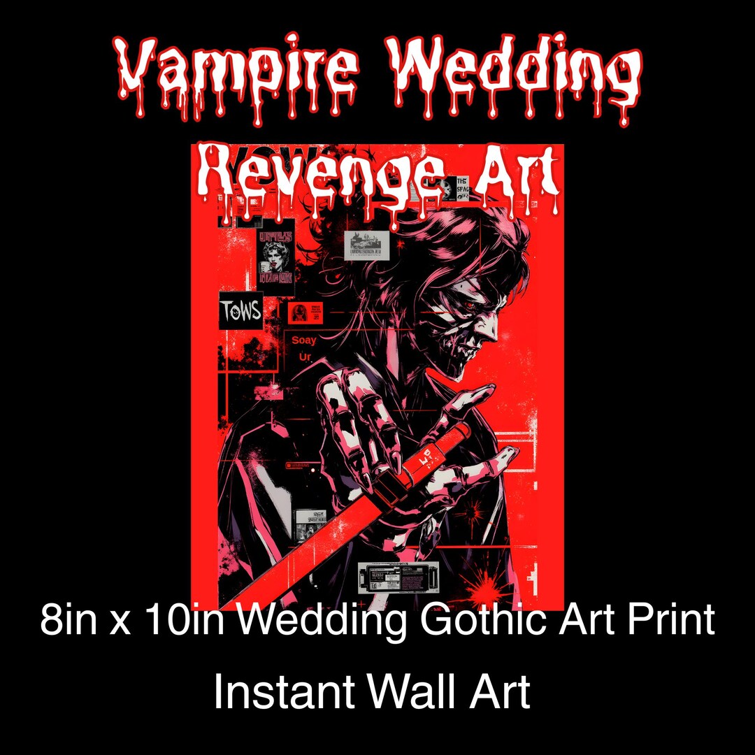 Vampire Wedding Revenge Art – 8x10 Gothic Horror Printable, Dark Groom ...