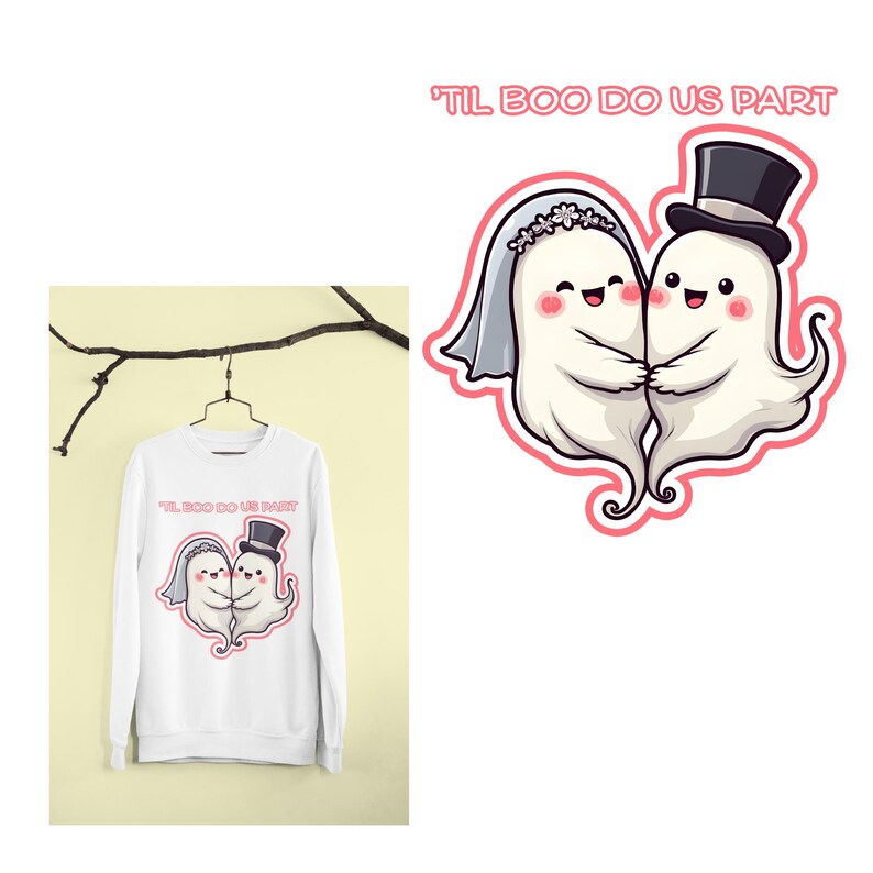Halloween Wedding Ghost Clipart: Spooky Bride & Groom PNG (digital ...