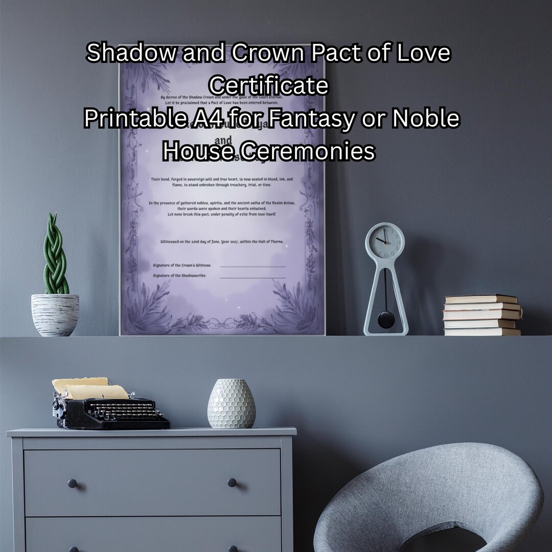 Fantasy Wedding Certificate Printable for LARP or RPG Ceremony A4 Dark ...