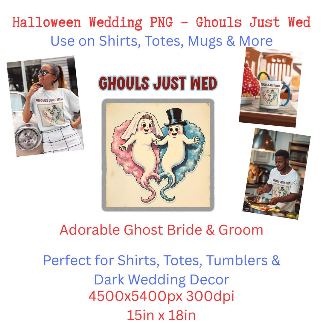 Ghost Bride and Groom PNG: Halloween Wedding Clipart (digital Download ...
