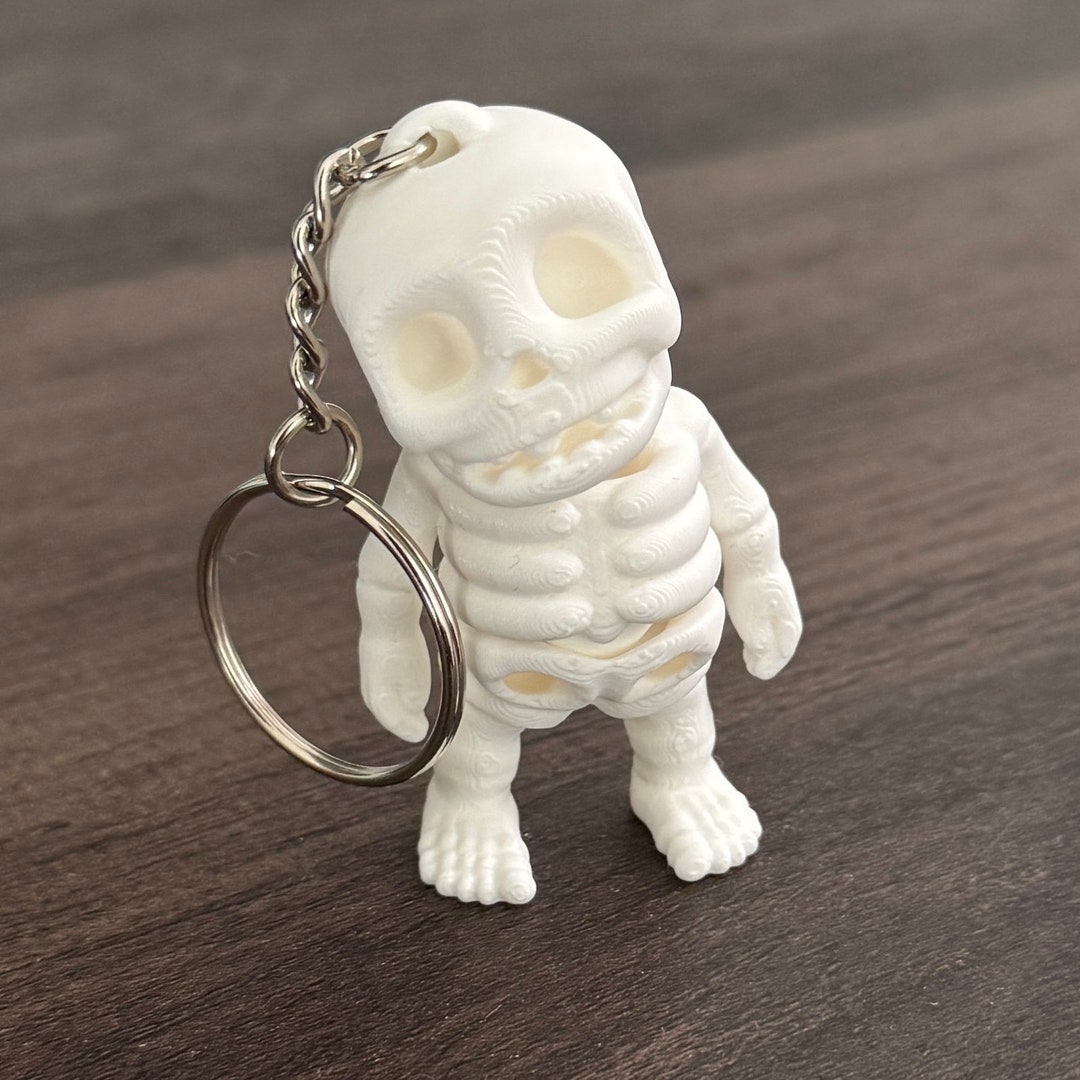 Skeleton Keychain 3D Printed Miniature Skeleton Unique Halloween Key ...