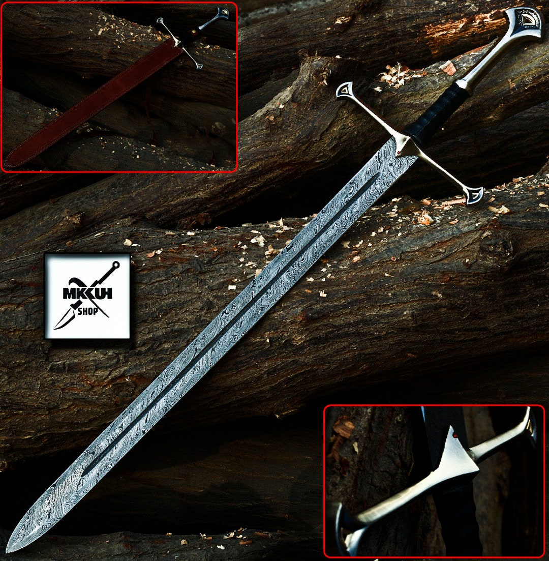 Narsil Sword Custom Handmade Damascus Steel Sword King Aragorn Sword ...