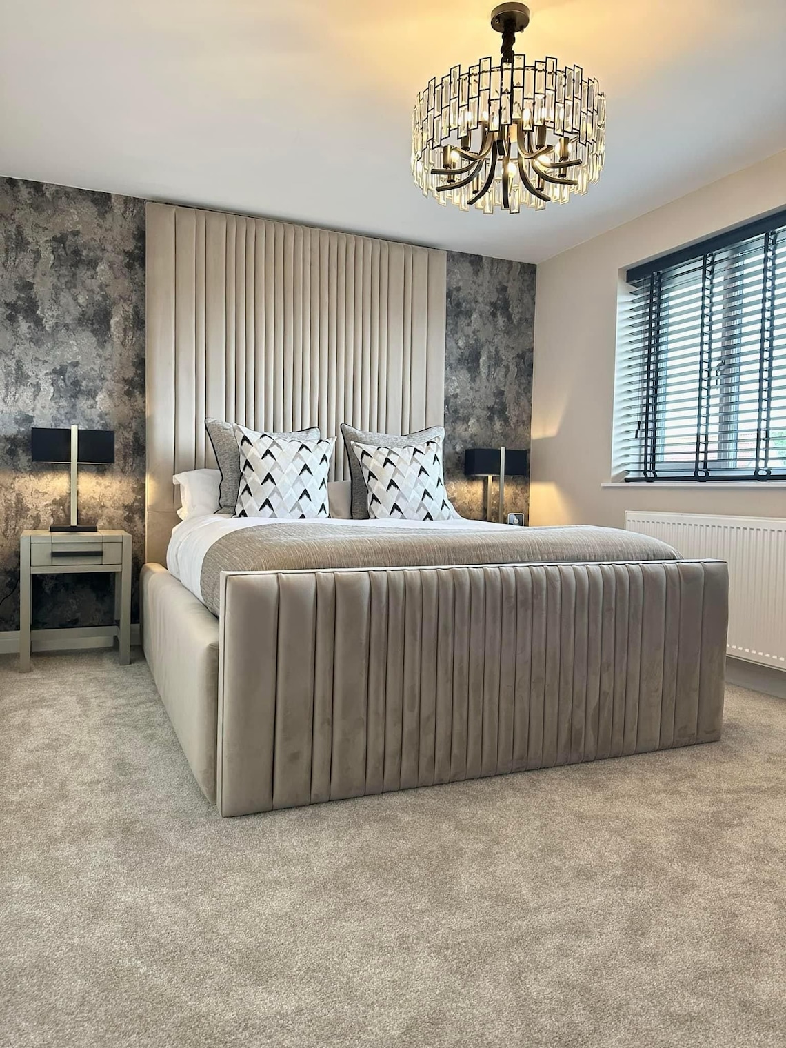 High Headboard Luxury Panel Bed With Gas Lift Storage - Ottoman Gas ...