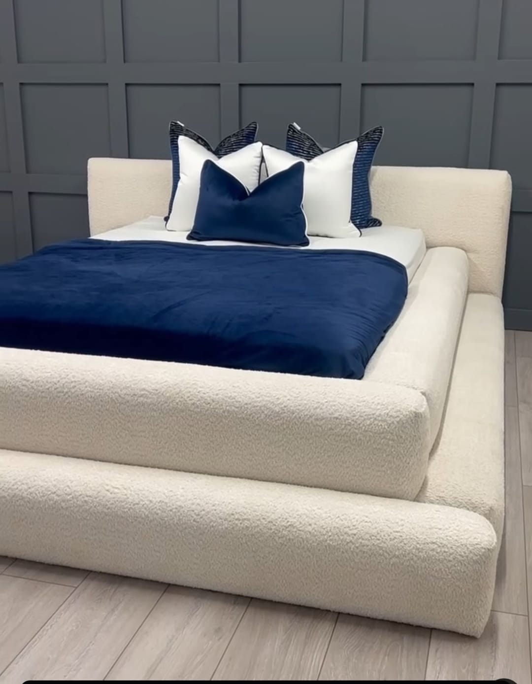 Luxury Ambassador Dual Layered High Base Bed in Premium Teddy Fabric ...