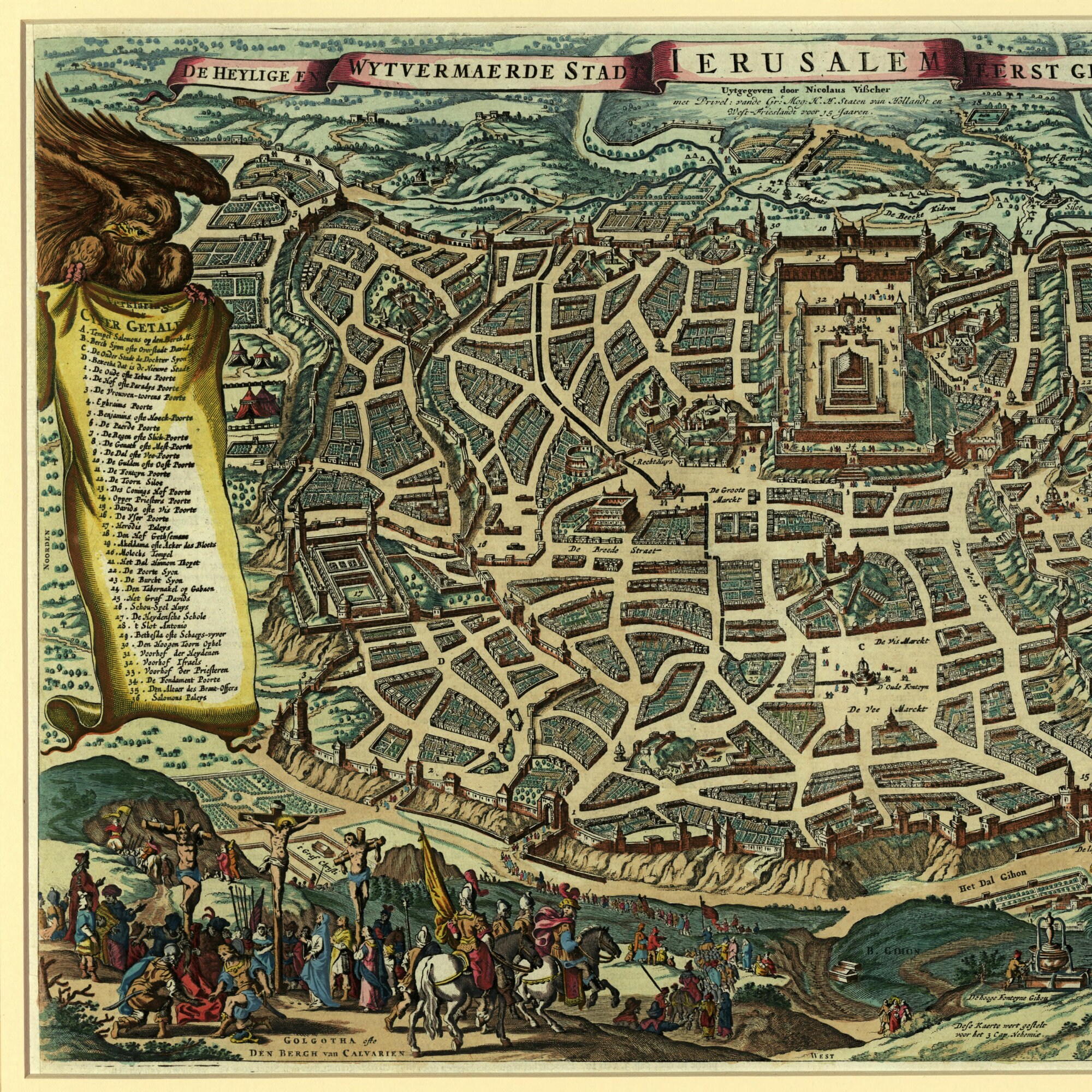 Old Map of Jerusalem 1645 Old Jerusalem Vintage Jerusalem - Etsy
