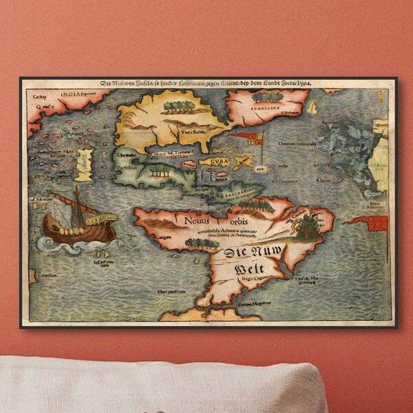 Old World Map of America - Etsy
