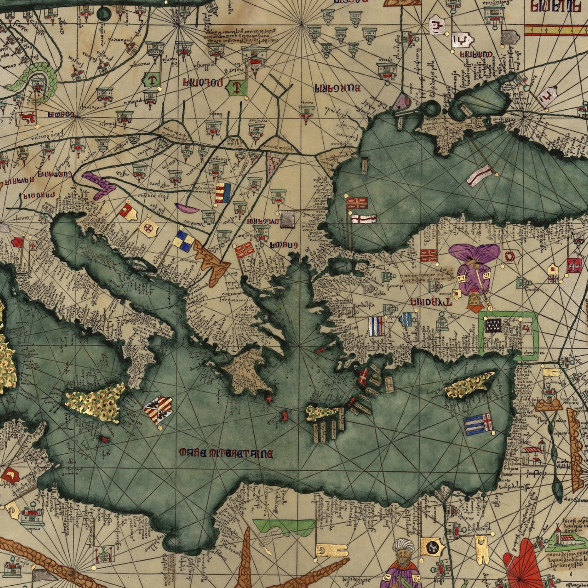 Catalan Atlas Map | Ancient Mediterranean Map (1375) | Ancient World ...