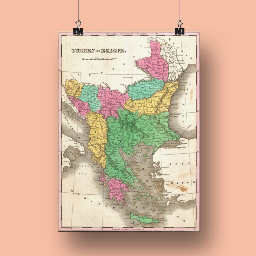 Mapa de los Balcanes de 1827 / Mapa de los Balcanes / Mapa antiguo de los Balcanes / Mapa ...