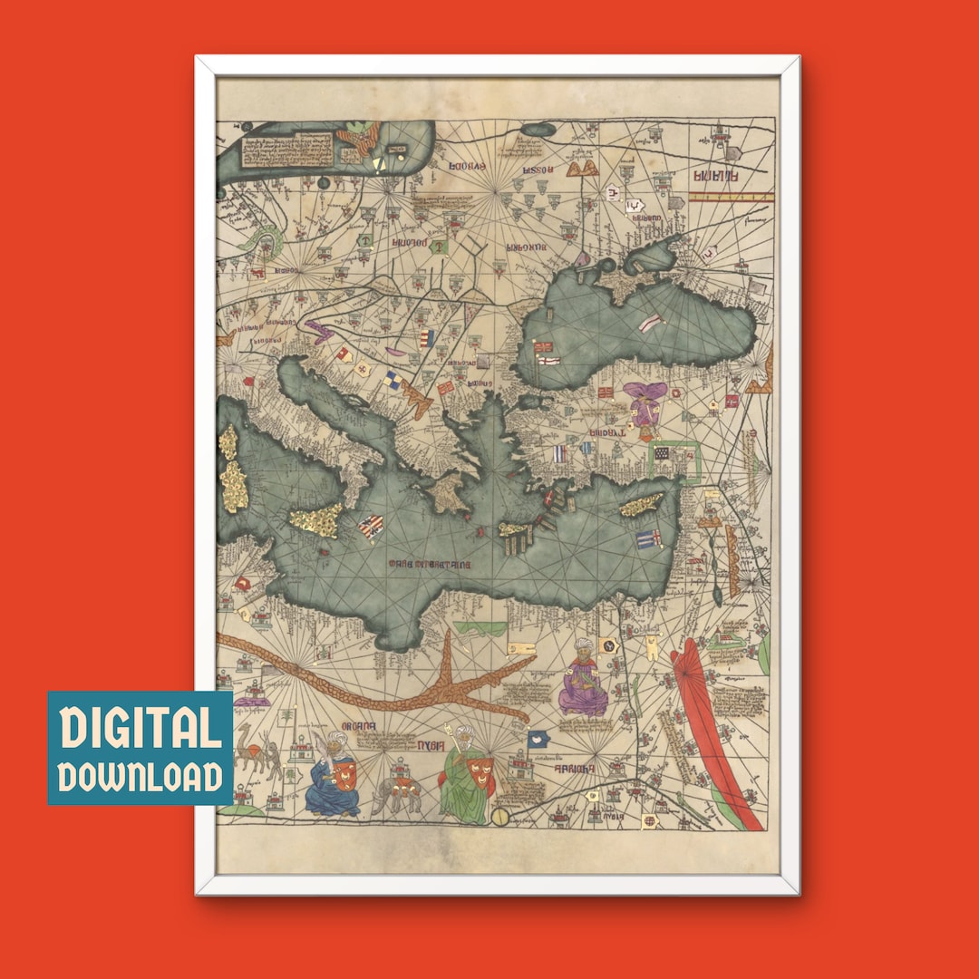 Catalan Atlas Map | Ancient Mediterranean Map (1375) | Ancient World ...