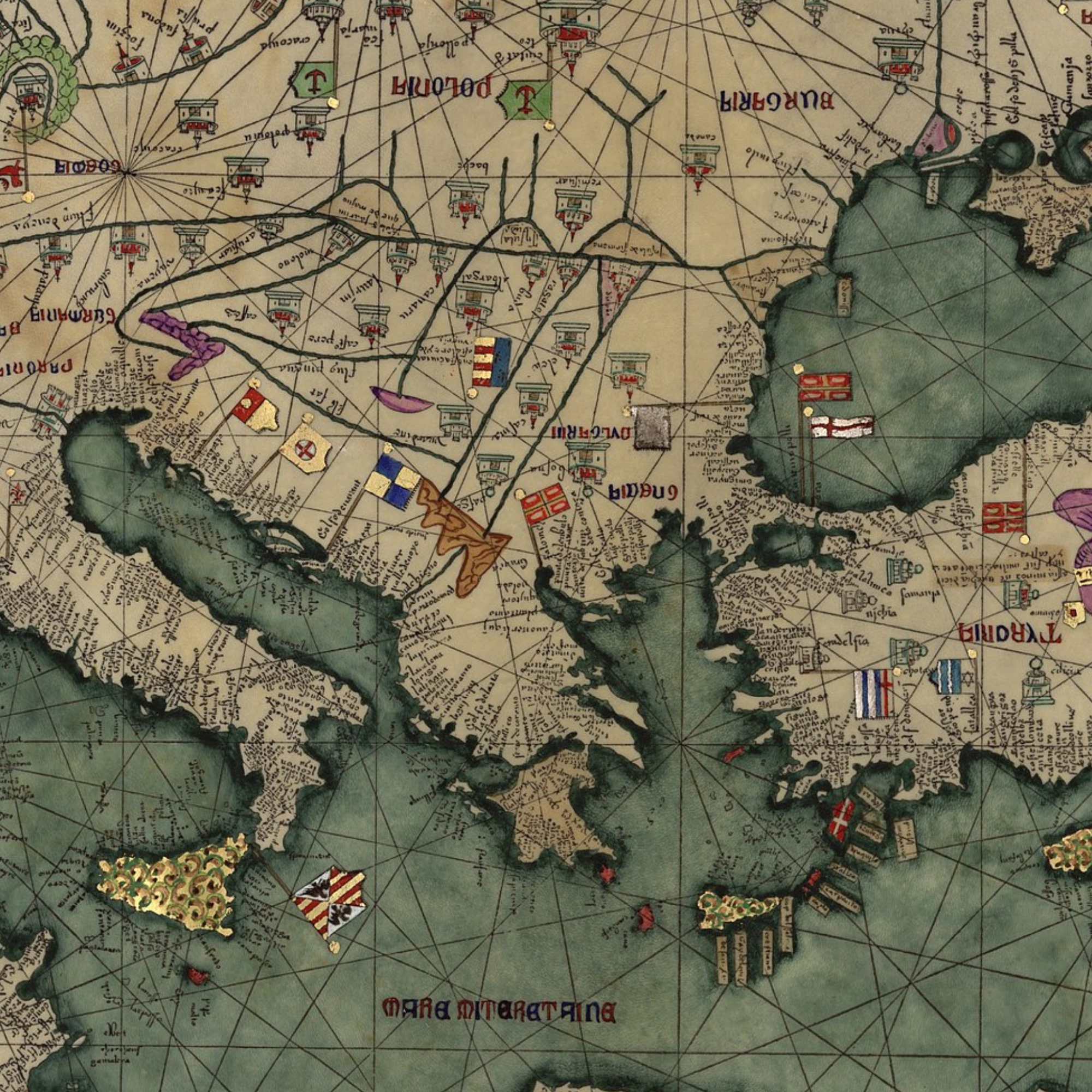 Catalan Atlas Map | Ancient Mediterranean Map (1375) | Ancient World ...