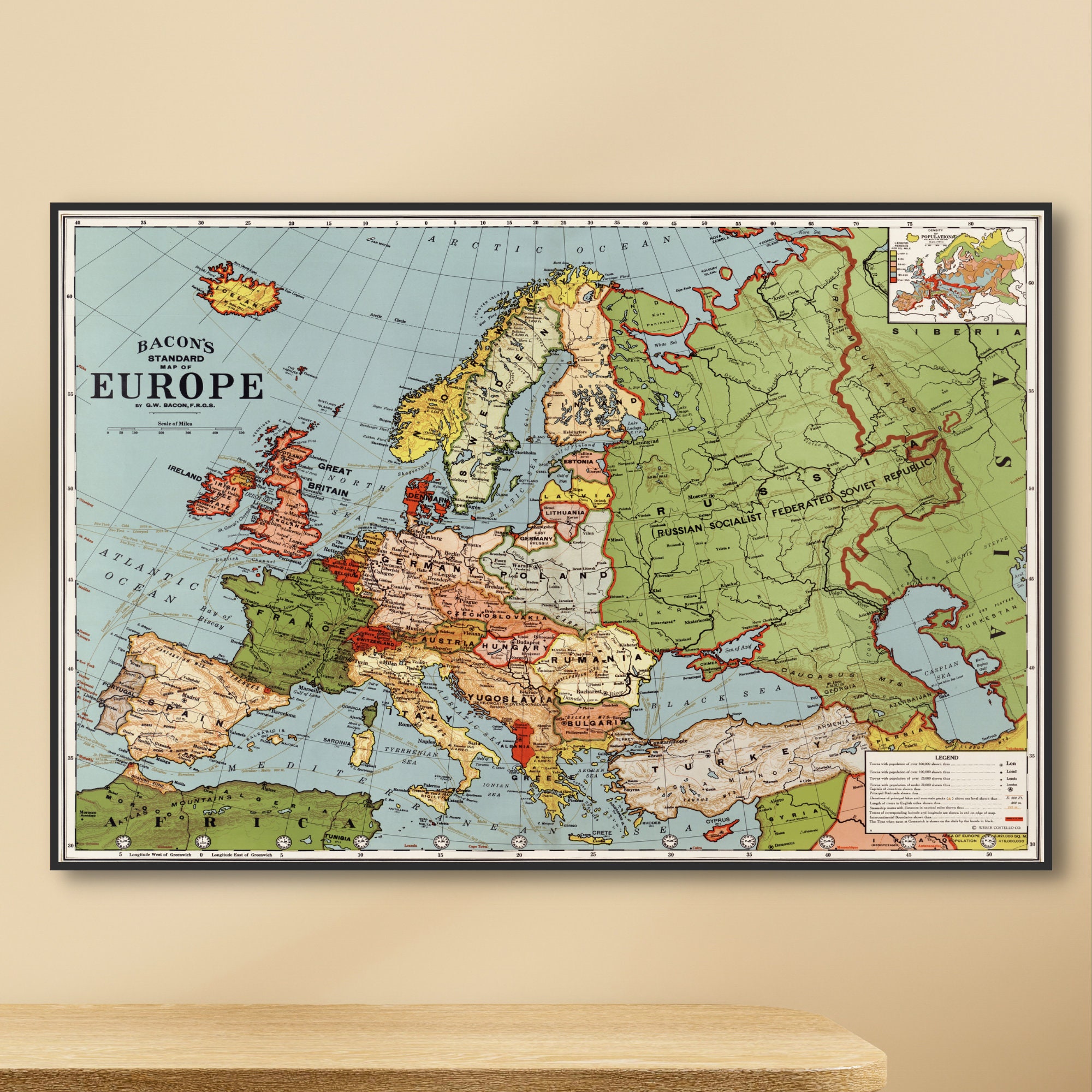 Old Europe Map 1923 Vintage Map Vintage Europe Map - Etsy