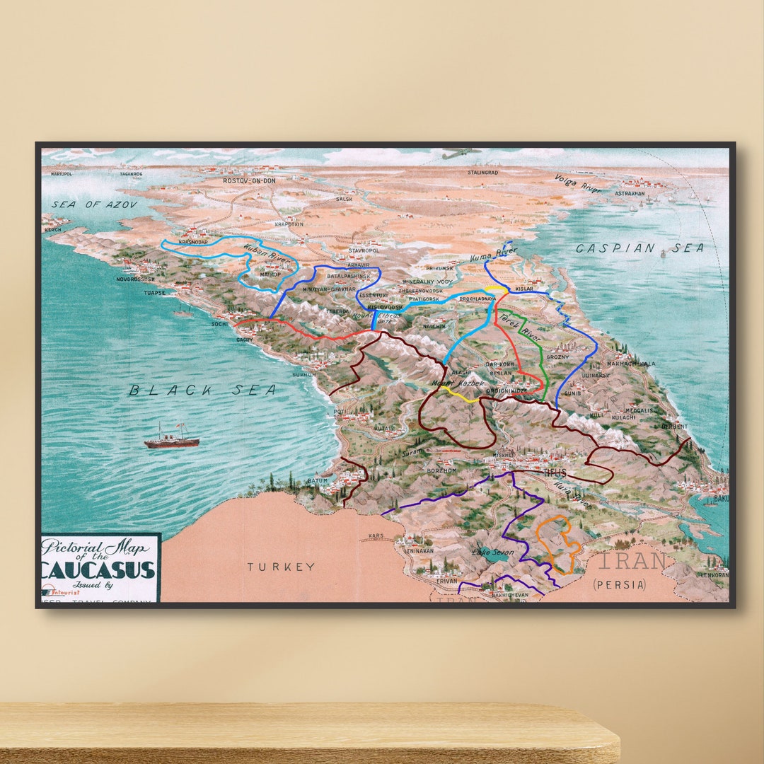 Pictorial Map of the Caucasus 1930 Caucasus Map Kaukasus Karte USSR ...