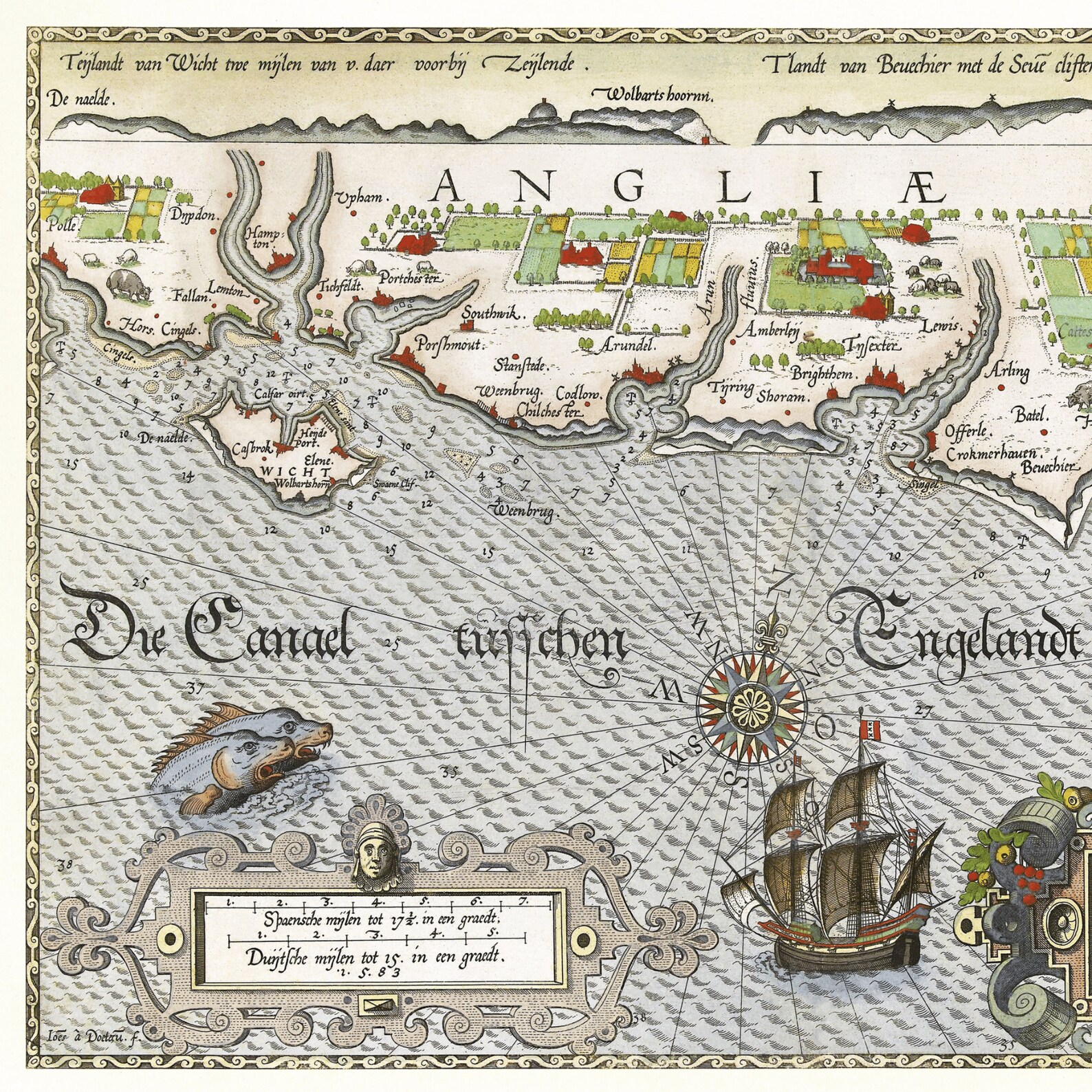 Southern England Coast Map | Vintage Map | Map of England | Britain ...