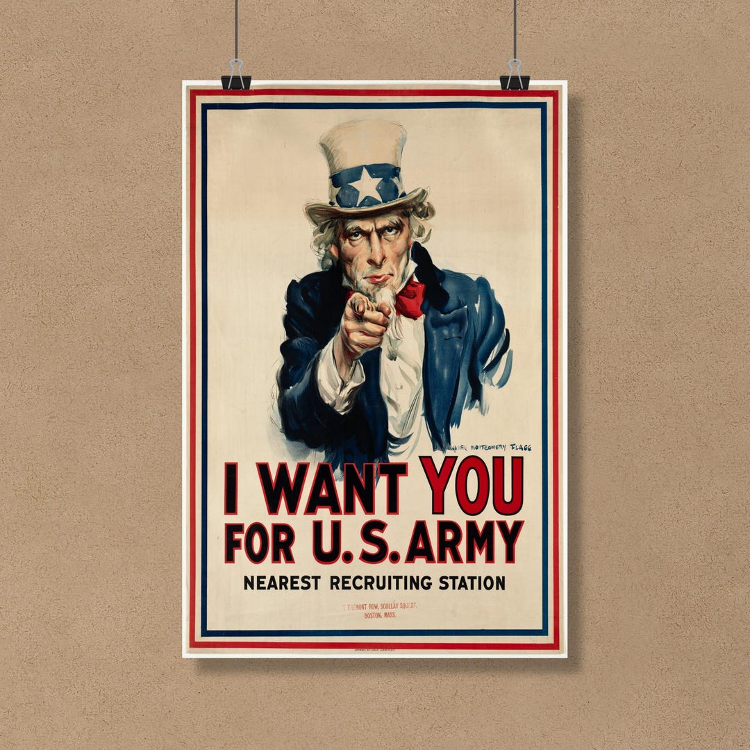 Uncle Sam I Want You WWI Propaganda Poster | Iconic US History ...