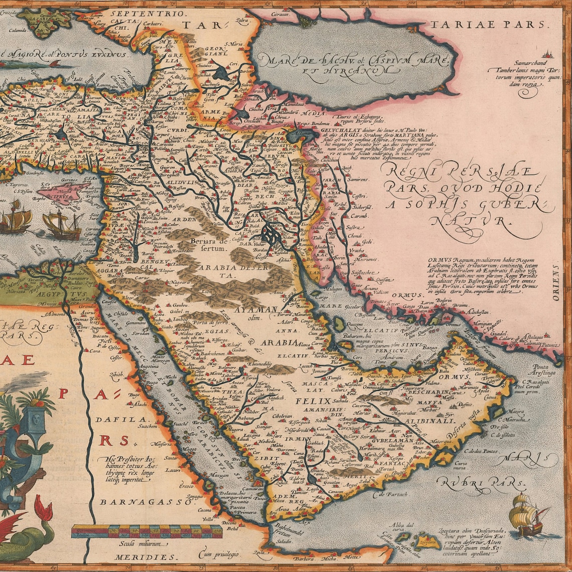 Old Map of the Turkish/ottoman Empire by Abraham Ortelius 1570 Vintage ...