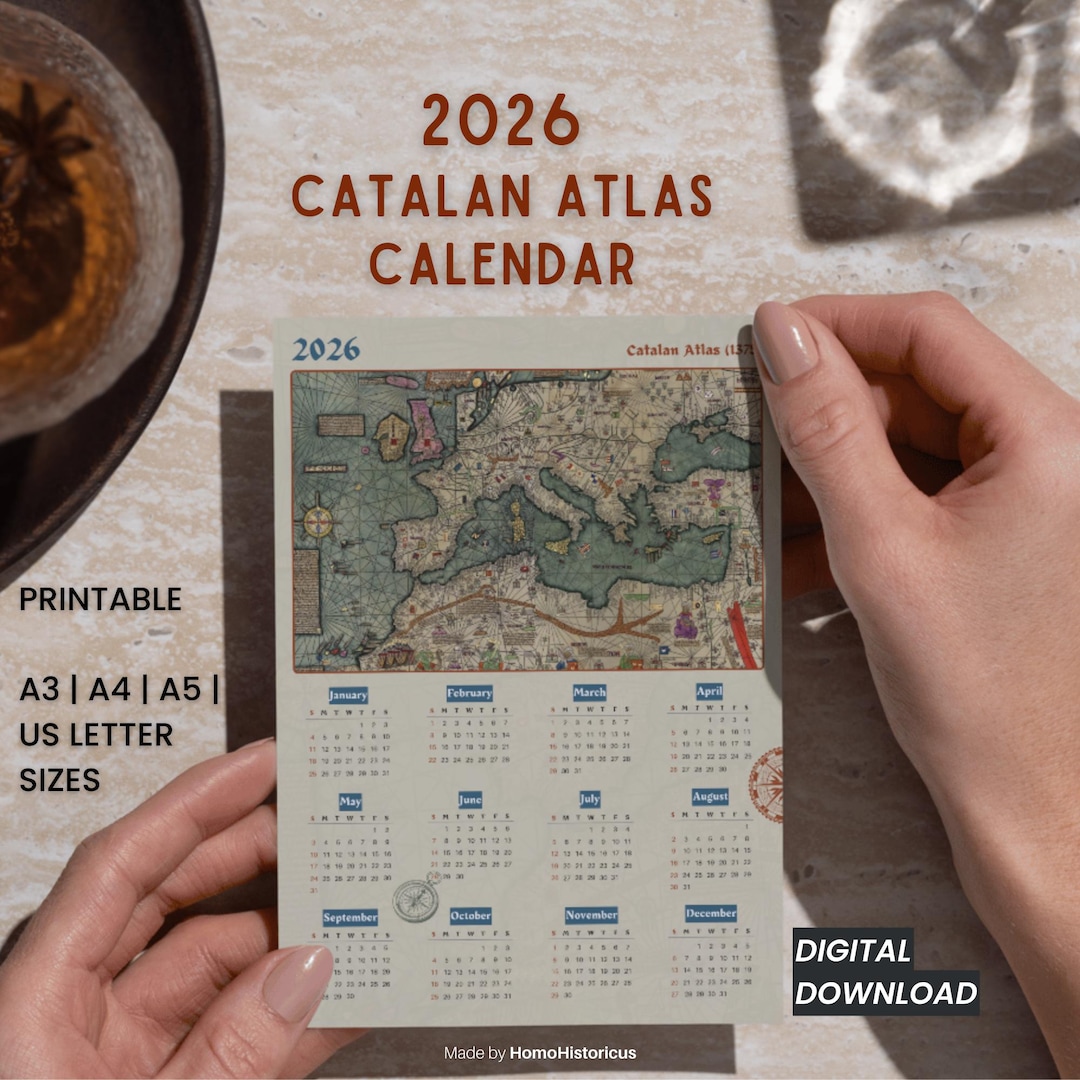 Catalan Atlas 2026 Calendar: at a Glance Yearly Calendar, Old Maps ...