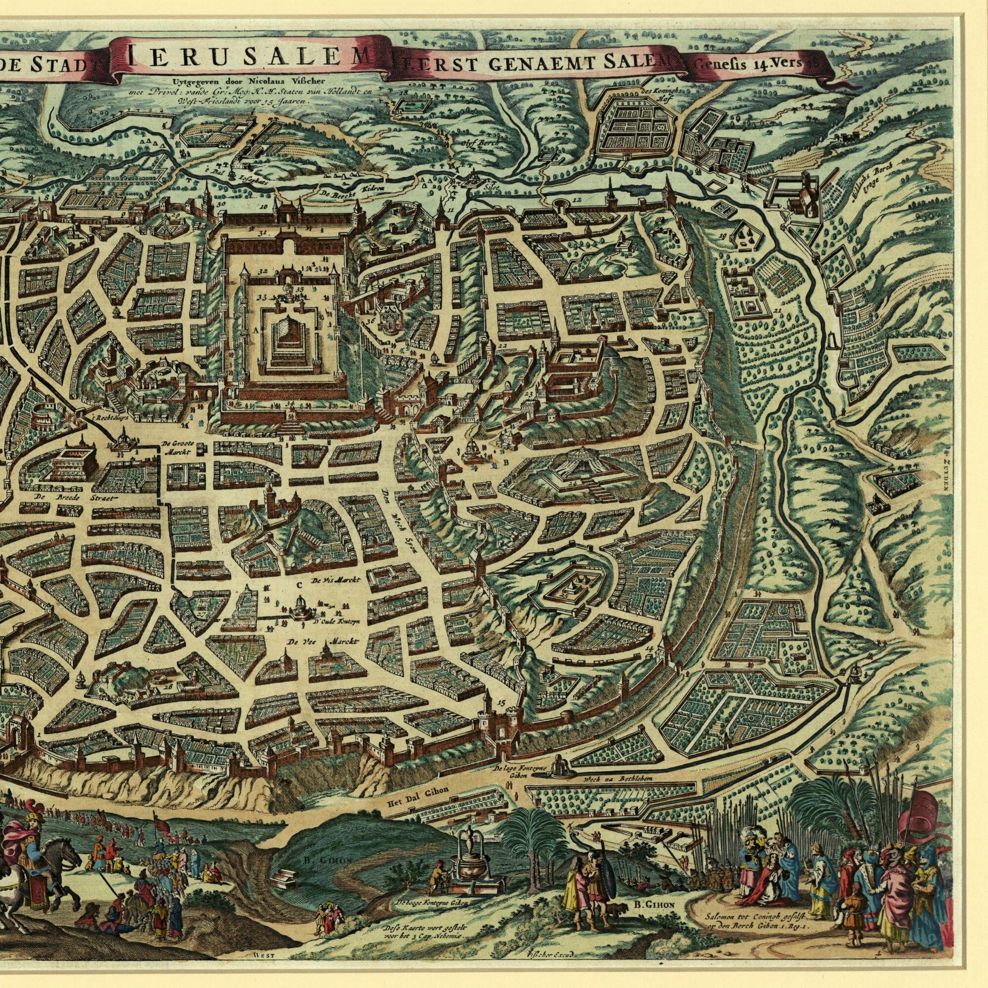 Old Map of Jerusalem 1645 Old Jerusalem Vintage Jerusalem - Etsy